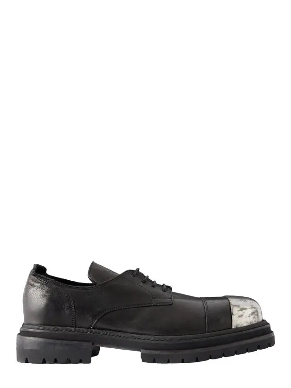 424 Metal-trimmed Leather Derby Shoes - Black