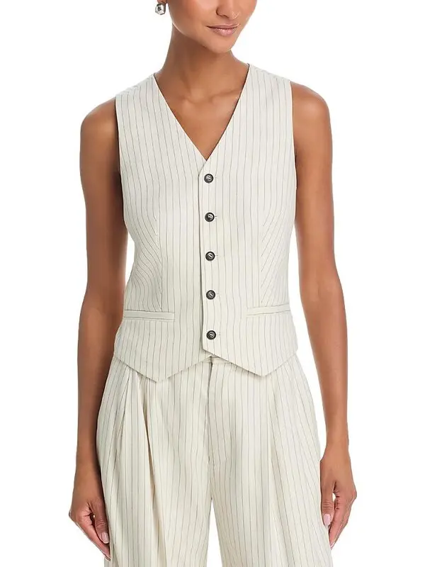FRAME The Pinstripe Avenue Vest - Cream Multi