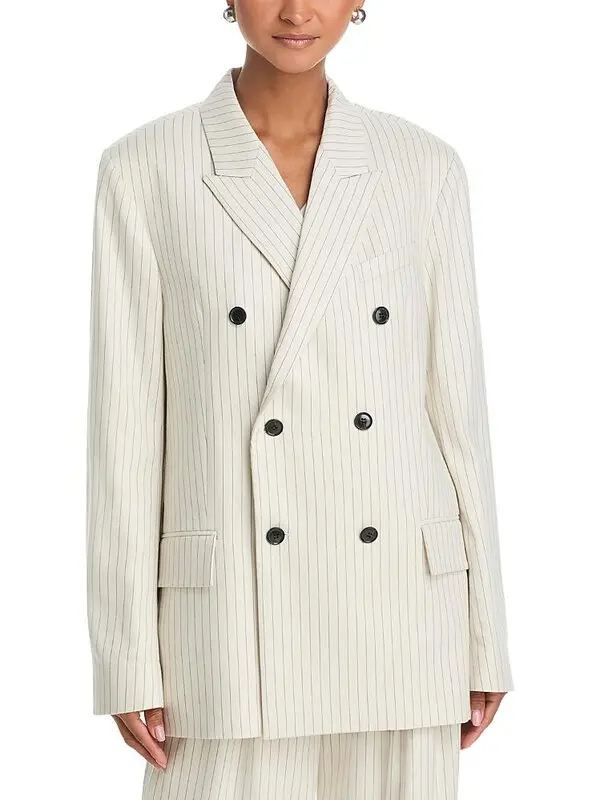 FRAME The Pinstripe Avenue Blazer - Cream Multi