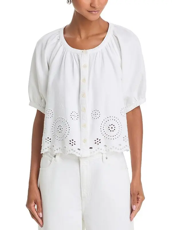 FRAME The Eyelet Resort Shirt - White