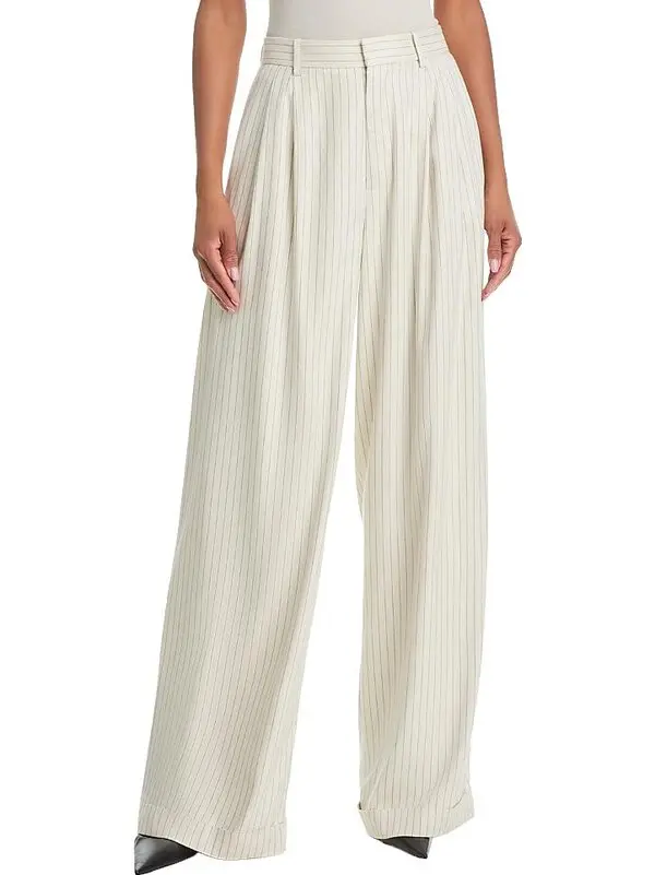 FRAME The Pinstripe Avenue Pants - Cream Multi