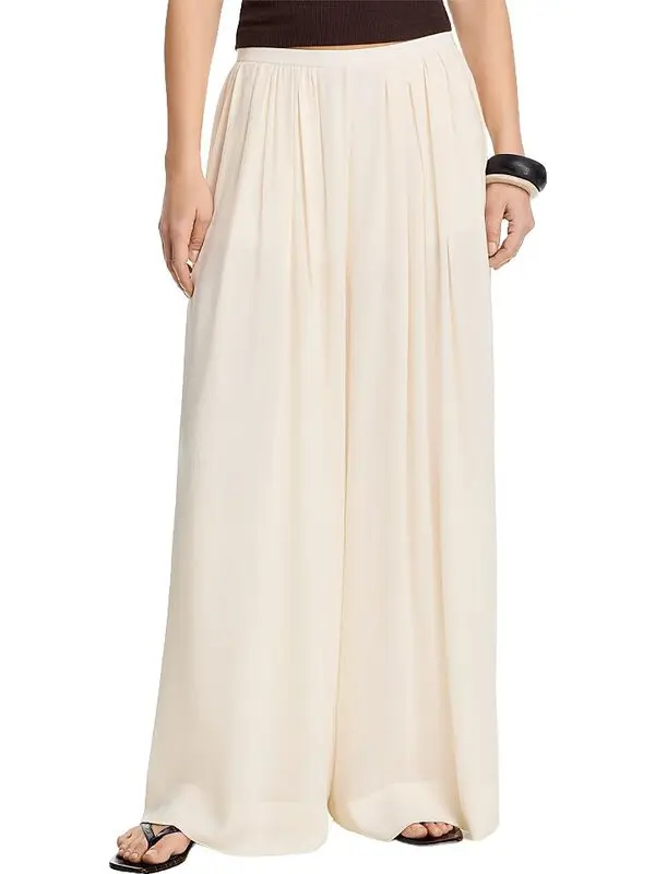 FRAME Silk Wide Leg Pants - Cream