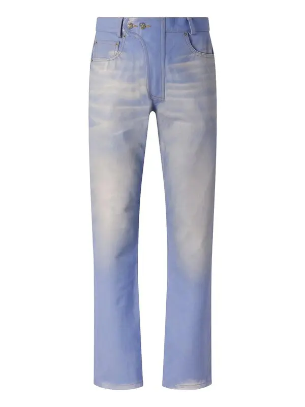 424 Moto Straight-leg Leather Trousers - Blue