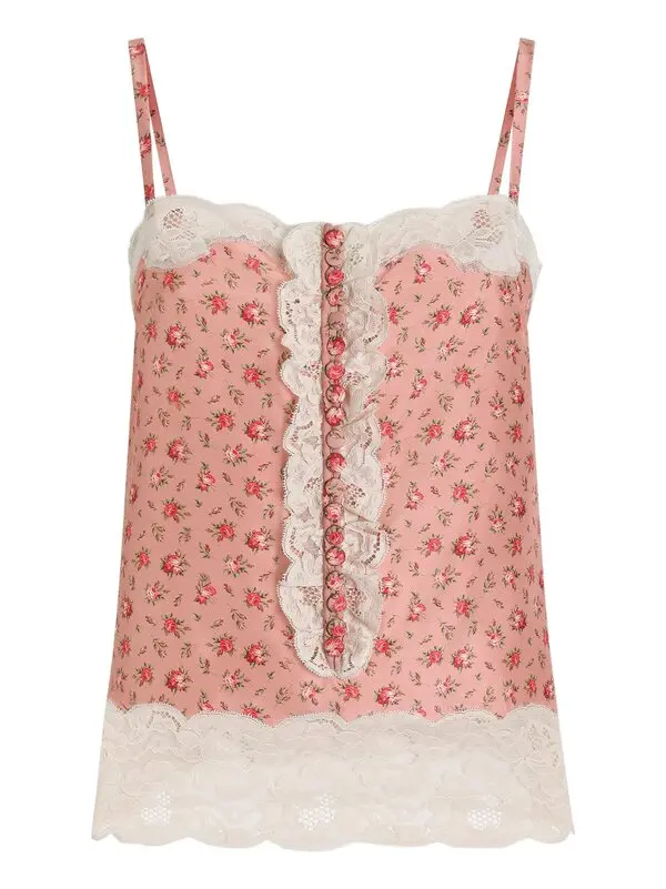 Dolce & Gabbana Rose-print Silk Top - Multicolor