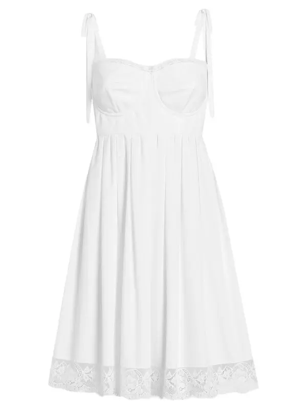Dolce & Gabbana Short Poplin Dress With Stretch Insert - White