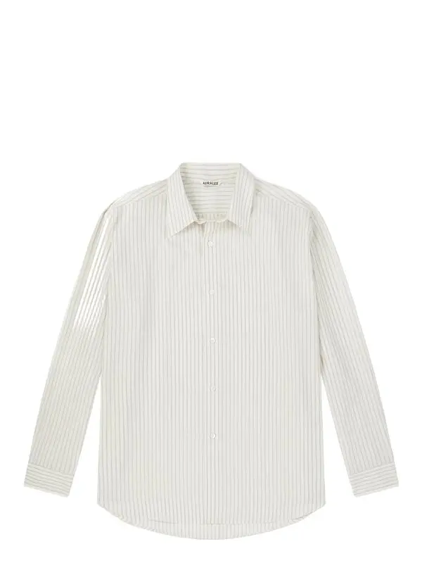 Auralee Striped Wool-poplin Shirt - Neutrals
