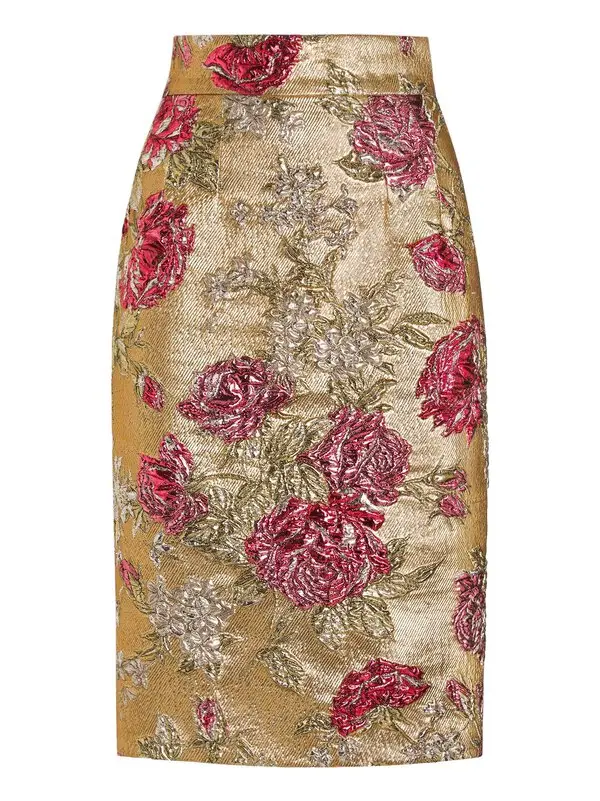 Dolce & Gabbana Fitted Floral Jacquard Skirt - Multicolor