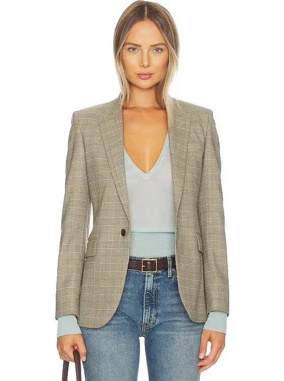 NILI LOTAN Anabel Tailored Jacket - Grey & Ochre Check