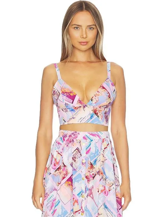 L'Agence Kaori Bralette - Light Pink Multi Small Postcard Print