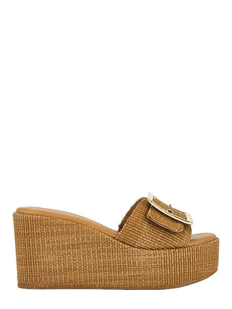 Dolce Vita Raffia Wedge Sandals - Mocha