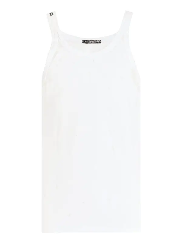 Dolce & Gabbana Distressed Jersey Tank Top - White