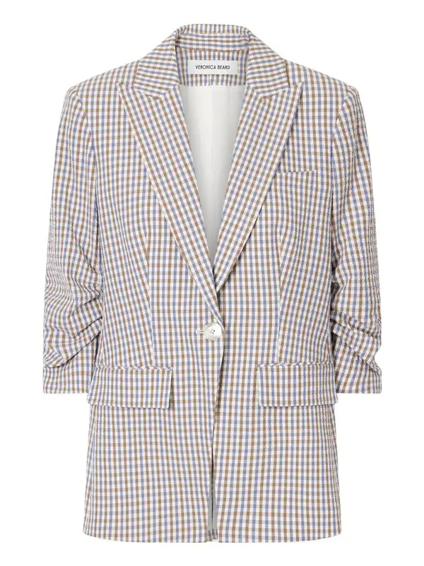 Veronica Beard Clayton Dickie Checked Cotton-seersucker Jacket - Gray