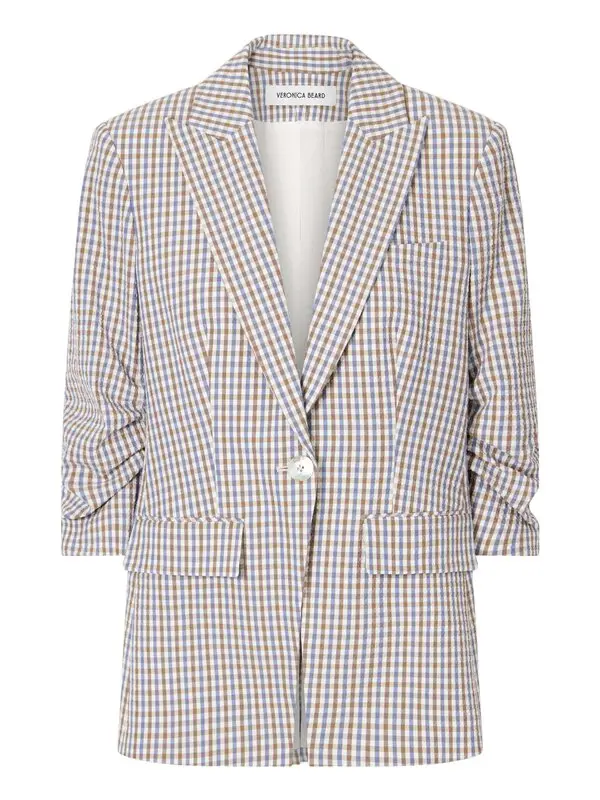 Veronica Beard Clayton Dickie Checked Cotton-seersucker Jacket - Light Gray