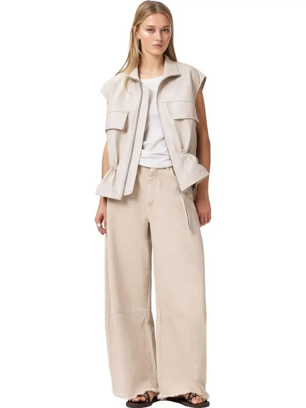 ALLSAINTS Payton Distressed Barrel Leg Jeans - Cream/black