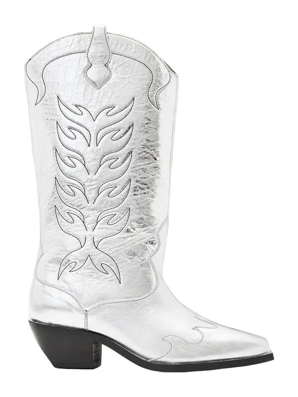 ALLSAINTS Dolly Western Leather Boots - Silver