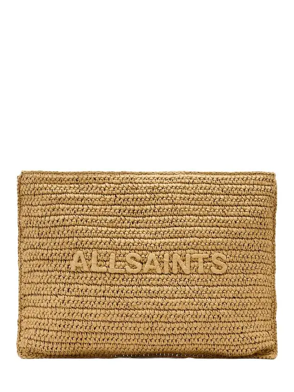 ALLSAINTS Bettina Woven Clutch Bag - Biscuit Brown
