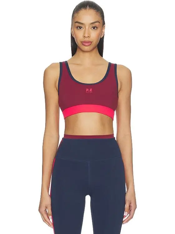 P.E Nation Pursuit Sports Bra In Burgundy - Cabernet Red
