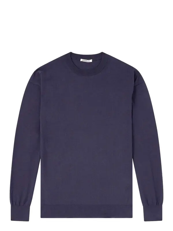 Auralee Luster Knitted T-shirt - Navy