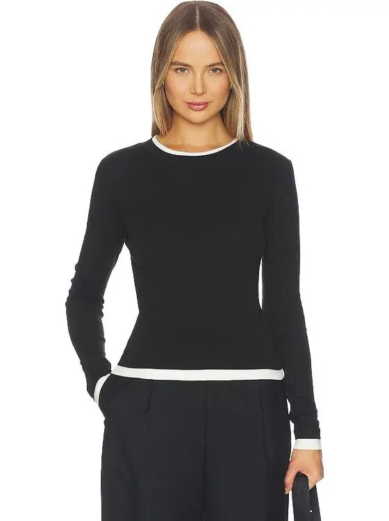 ST. AGNI Organic Cotton Layered Long Sleeve Top - Jet Black
