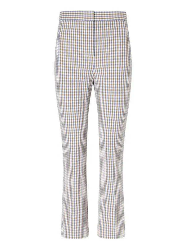 Veronica Beard Checked Cotton-seersucker Skinny Pants - Blue