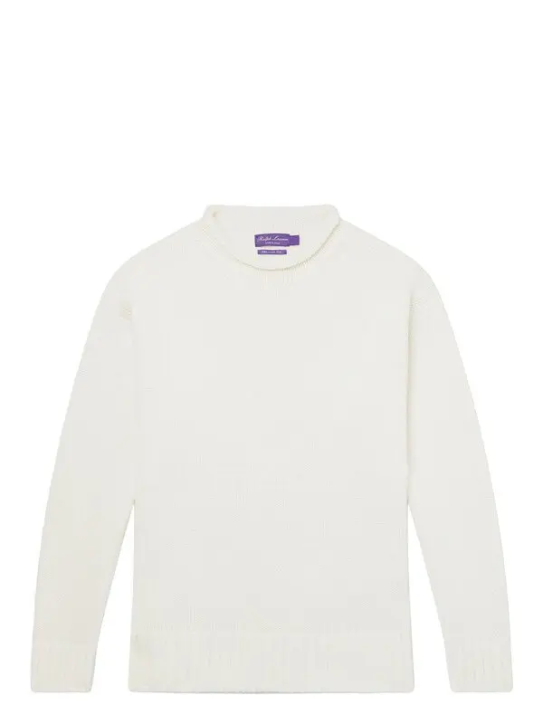 Ralph Lauren Purple Label Knitted Cotton Sweater - White