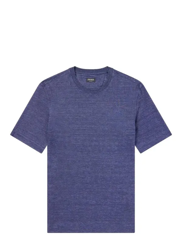 Zegna Oasi Knitted Linen T-shirt - Blue