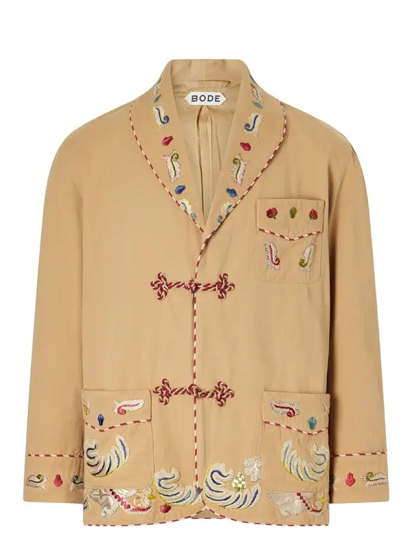 BODE Embroidered Cotton-twill Blazer - Natural