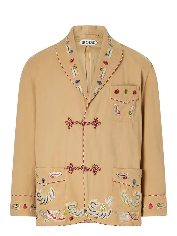 BODE Embroidered Cotton-twill Blazer - Neutrals