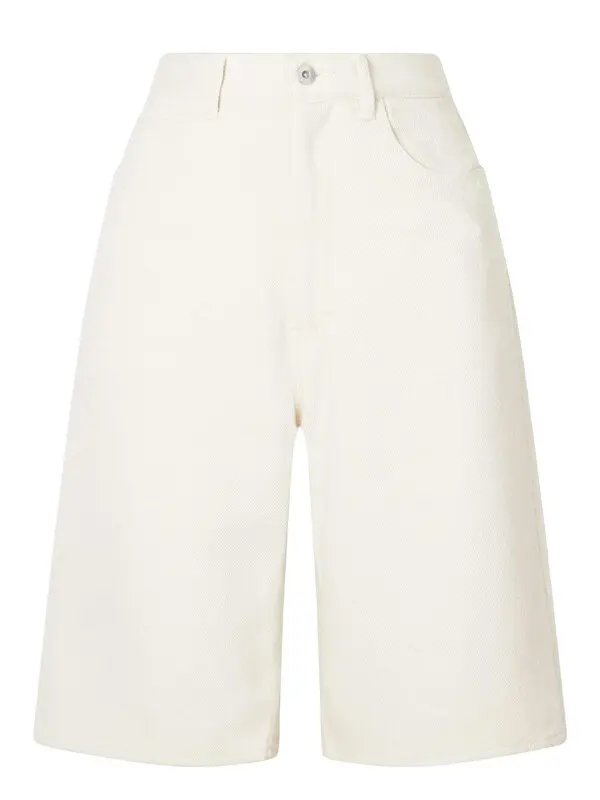 Auralee Silk Denim Knee-length Shorts - Ivory