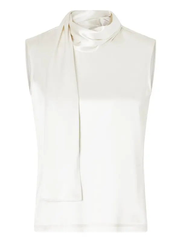 Bottega Veneta Tie-detailed Stretch-silk Satin Top - White