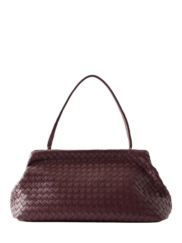 Bottega Veneta Intrecciato Leather Shoulder Bag - Burgundy