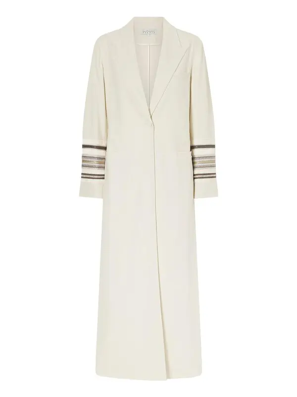 ABADIA Benny Embroidered Twill Coat - Neutrals