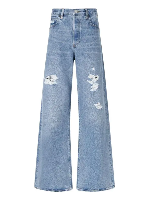 FRAME Loose Distressed Mid-rise Straight-leg Jeans - Blue