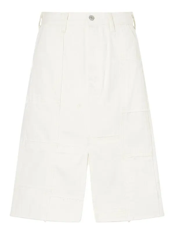 B Sides Madras Distressed Denim Midi Skirt - White