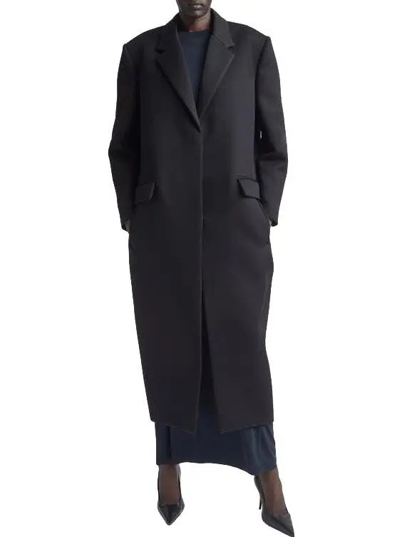 Balenciaga Wool Gabardine Long Sack Coat - 1000 Black