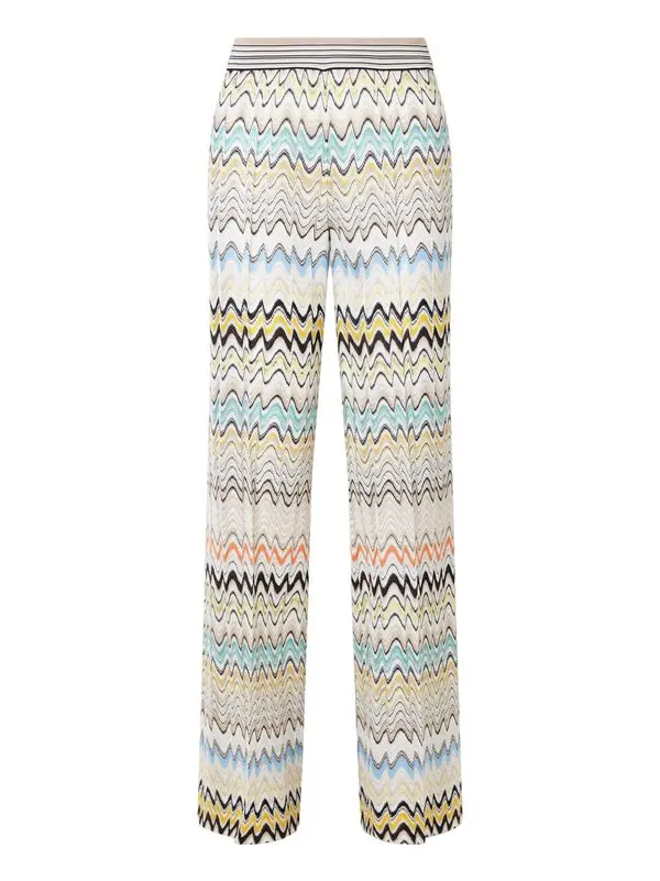 Missoni Striped Crochet-knit Wide-leg Pants - White