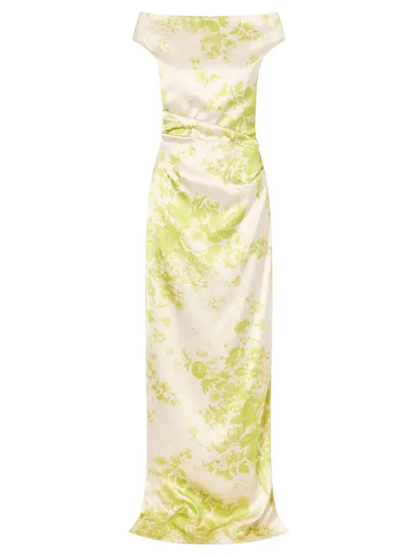 Erdem Off-the-shoulder Floral Gown - Green
