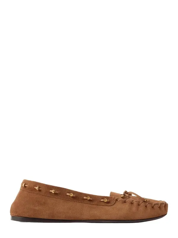 Khaite Milly Embellished Suede Loafers - Tan