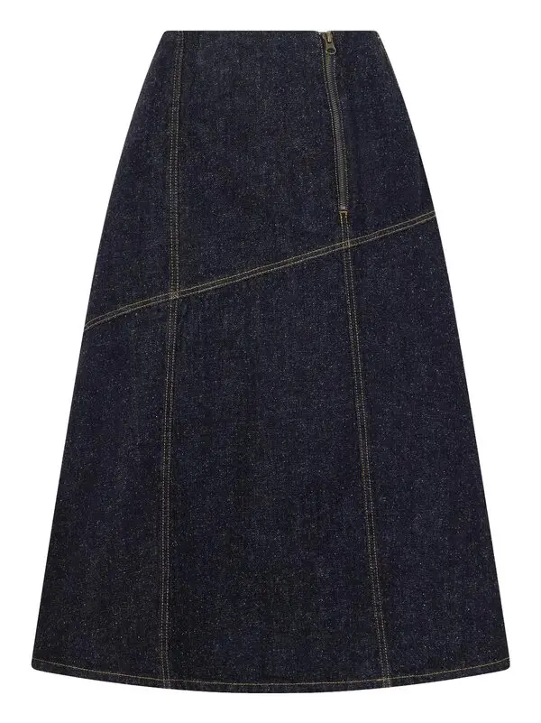 Victoria Beckham Paneled Denim Midi Skirt - Blue