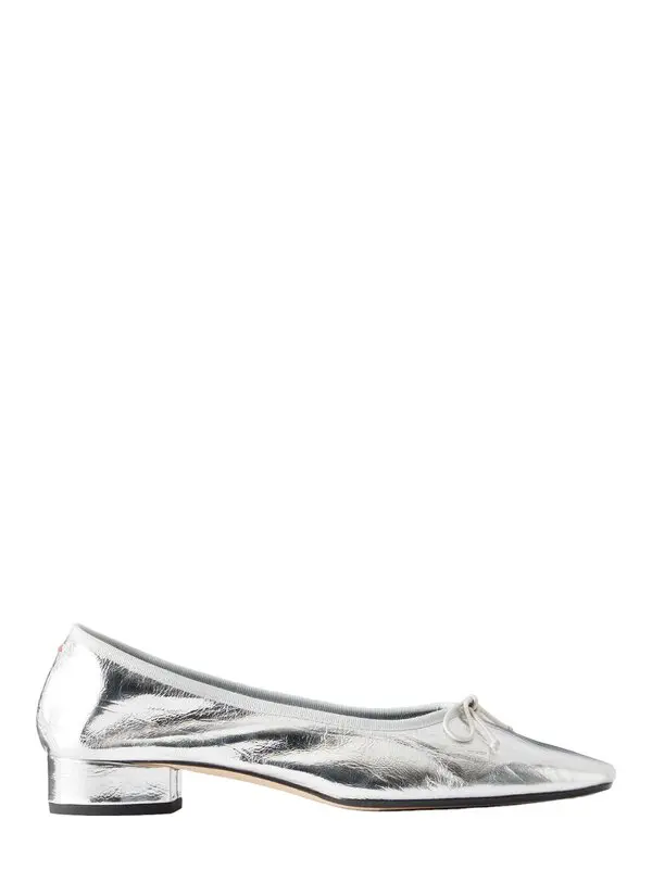 AeydĒ Onda Bow-detailed Crinkled Metallic Leather Pumps - Silver