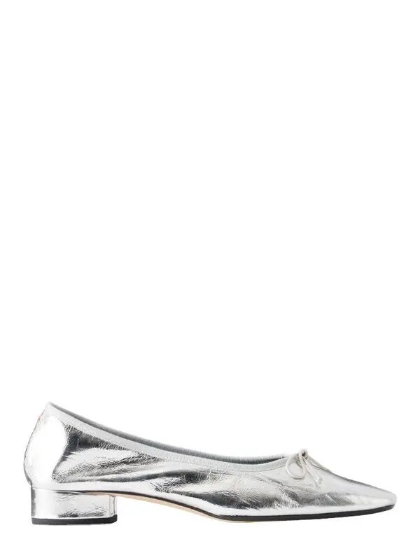AeydĒ Onda Bow-detailed Crinkled Metallic Leather Pumps - Silver