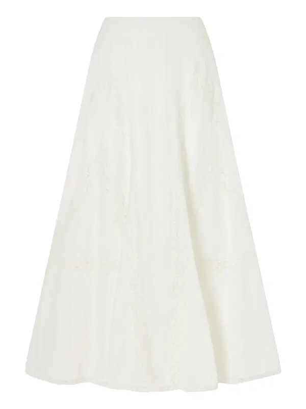 Loretta Caponi Vieste Lace-trimmed Maxi Skirt - Neutrals
