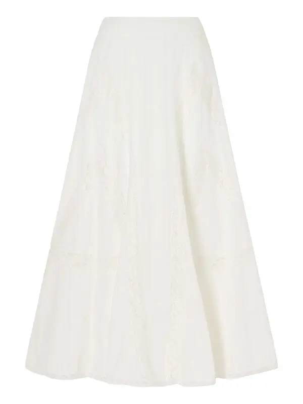 Loretta Caponi Vieste Lace-trimmed Maxi Skirt - Off-white