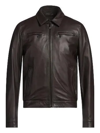 MOORER Casual Leather Jacket - Brown