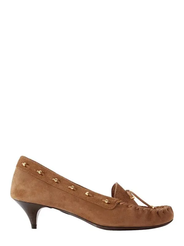 Khaite Milly Embellished Suede Pumps - Brown