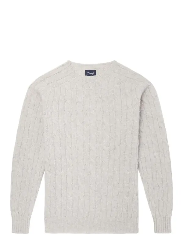 DRAKE'S Cable-knit Virgin Wool Sweater - Gray