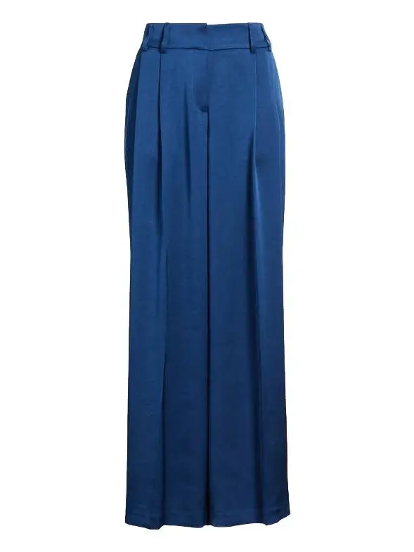 TAHARI ASL Pleated Wide-leg Satin Trousers - Deep River