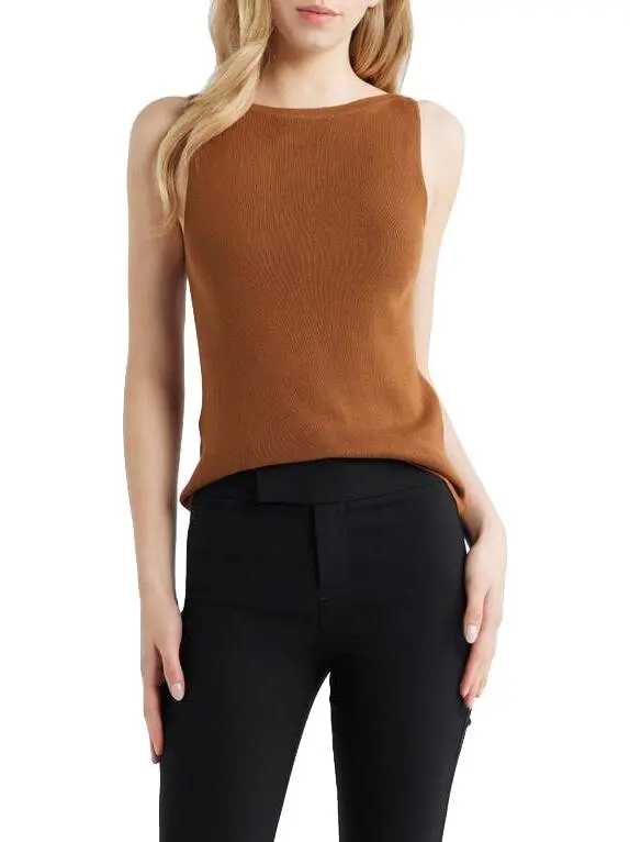 Mango Boat Neck Cotton-blend Top - Caramel