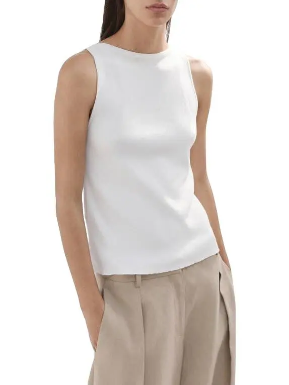 Mango Boat Neck Cotton-blend Top - Ecru
