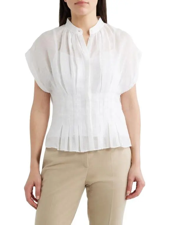 BOSS Pleated Woven Shirt - Bright White